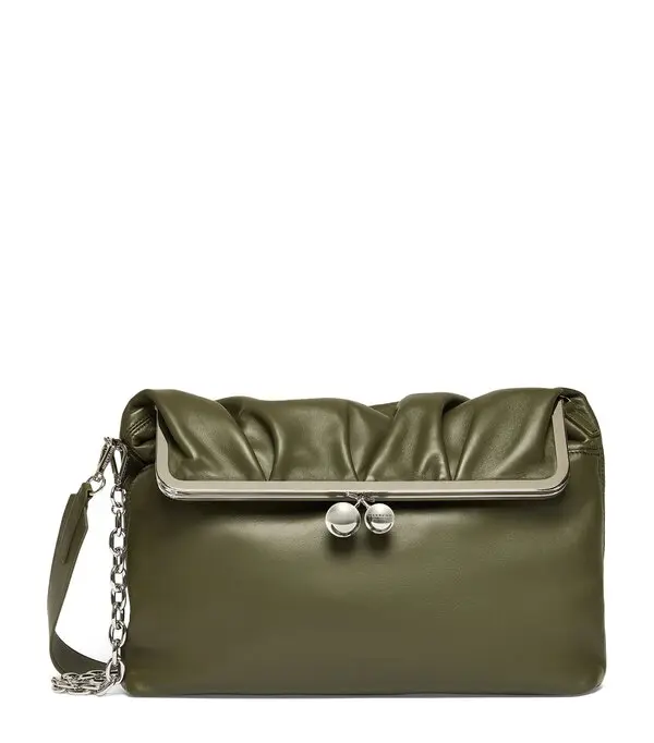 Max Mara Large Leather Pasticcino Shoulder Bag - Green