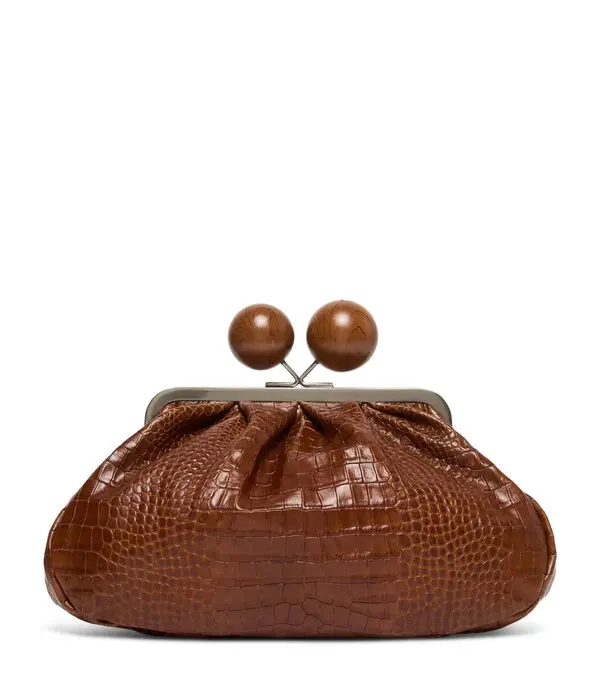 Max Mara Medium Croc-embossed Pasticcino Clutch