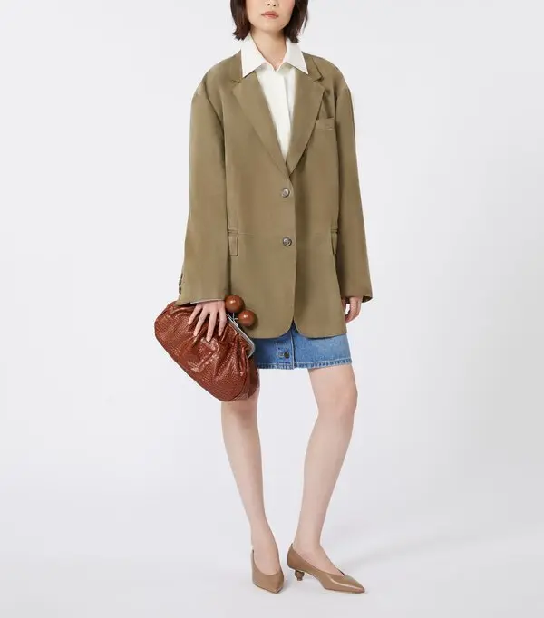 Max Mara Medium Croc-embossed Pasticcino Clutch