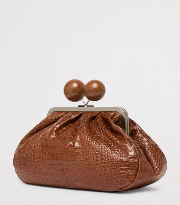 Max Mara Medium Croc-embossed Pasticcino Clutch