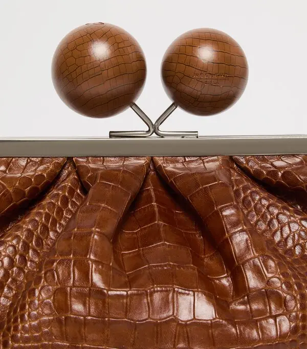 Max Mara Medium Croc-embossed Pasticcino Clutch