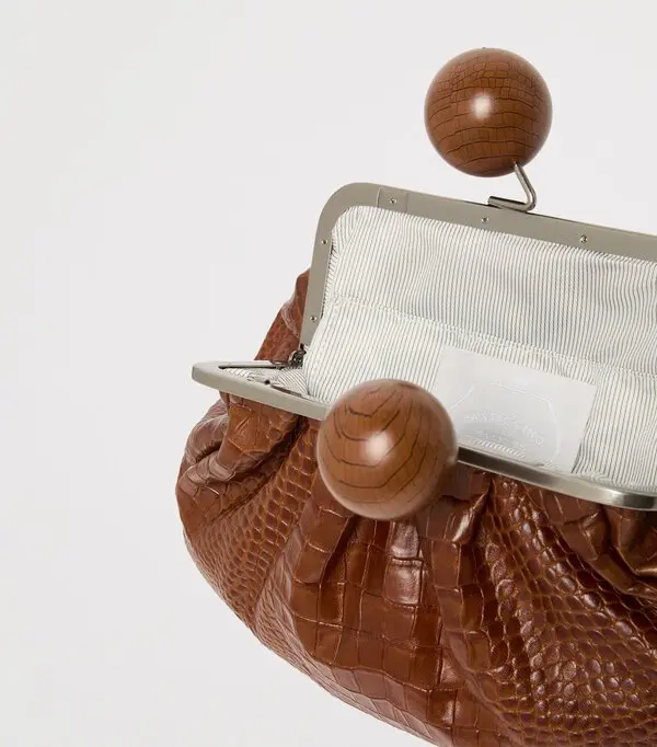 Max Mara Medium Croc-embossed Pasticcino Clutch