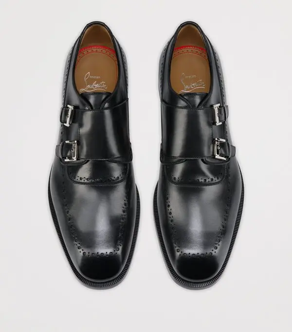 CHRISTIAN LOUBOUTIN Sartok Leather Monk Shoes - Black
