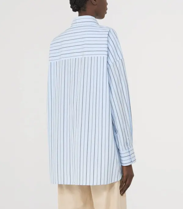 Max Mara Cotton Striped Oversized Shirt - Blue