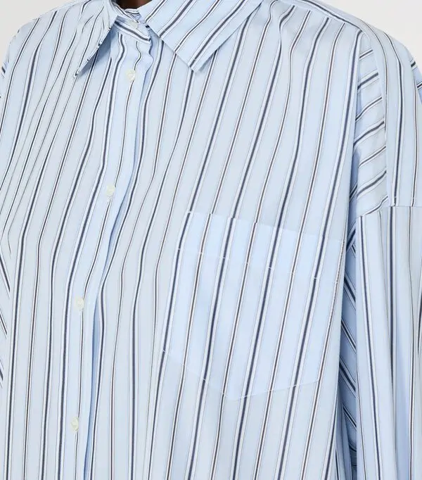 Max Mara Cotton Striped Oversized Shirt - Blue