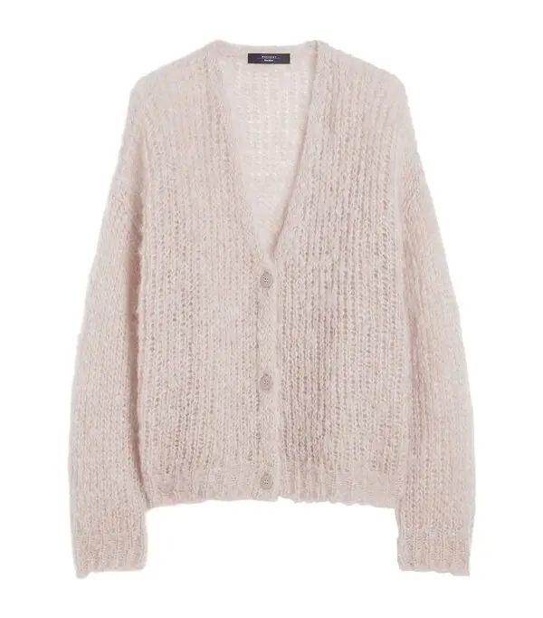 Max Mara Mohair-wool-blend V-neck Cardigan - Beige