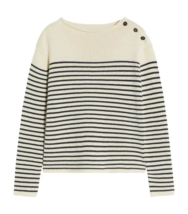Max Mara Cotton-blend Stripe Sweater - Blue