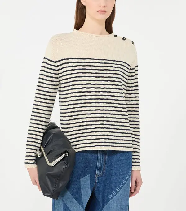 Max Mara Cotton-blend Striped Sweater - Blue