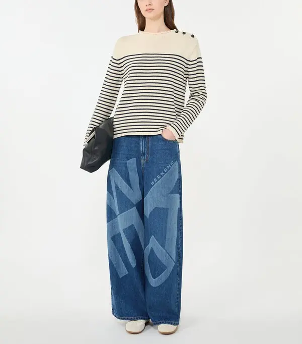 Max Mara Cotton-blend Striped Sweater - Blue