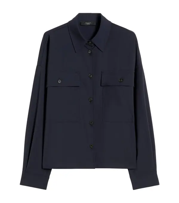 Max Mara Virgin Wool Overshirt - Blue
