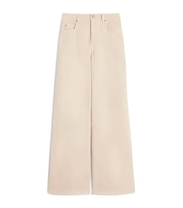 Max Mara Stretch-cotton Mid-rise Wide-leg Jeans - Beige
