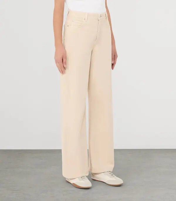 Max Mara Stretch-cotton Mid-rise Wide-leg Jeans - Beige