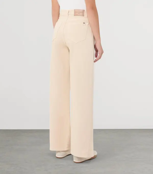 Max Mara Stretch-cotton Mid-rise Wide-leg Jeans - Beige