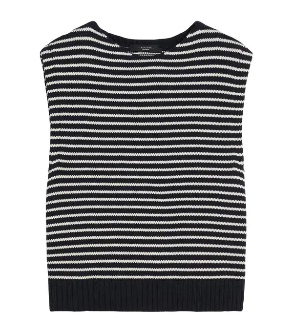 Max Mara Cotton-blend Stripe Sweater Vest - Blue
