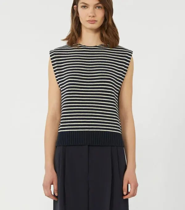 Max Mara Cotton-blend Stripe Sweater Vest - Blue