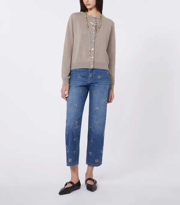 Max Mara Embellished Straight Cropped Jeans