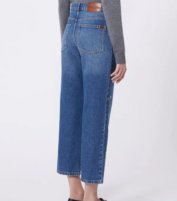 Max Mara Embellished Straight Cropped Jeans