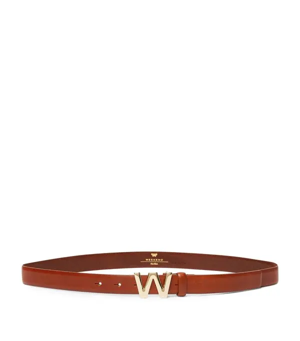 Max Mara Leather Logo Belt - Brown