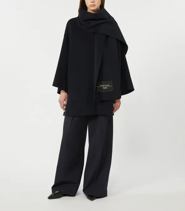 Max Mara Wool-blend Scarf-overlay Coat