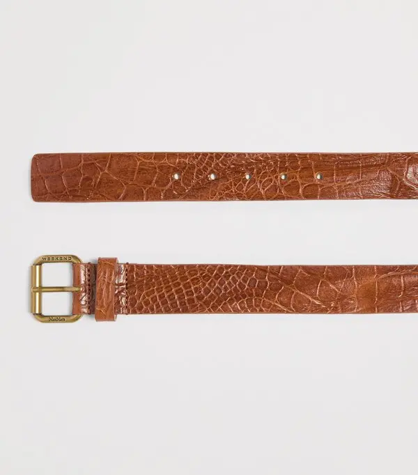 Max Mara Croc-embossed Leather Belt