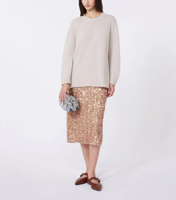 Max Mara Crew-neck Alpaca-blend Sweater - Beige