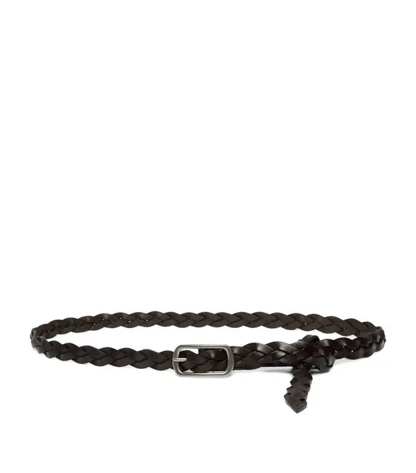 Max Mara Leather Woven Belt - Brown