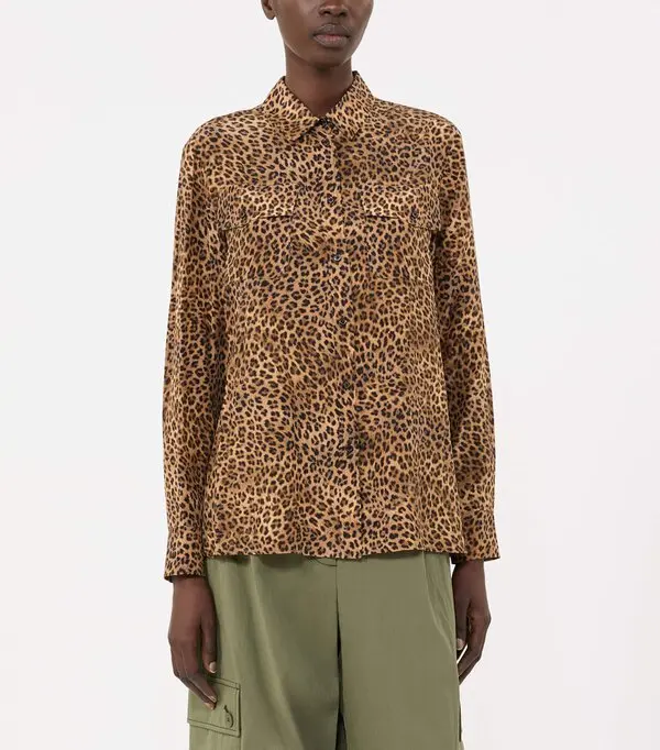 Max Mara Silk Leopard Print Shirt