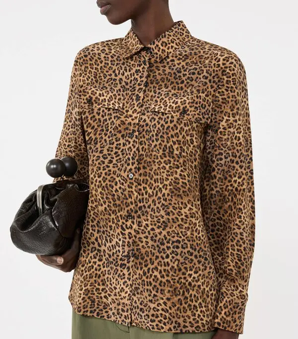 Max Mara Silk Leopard Print Shirt