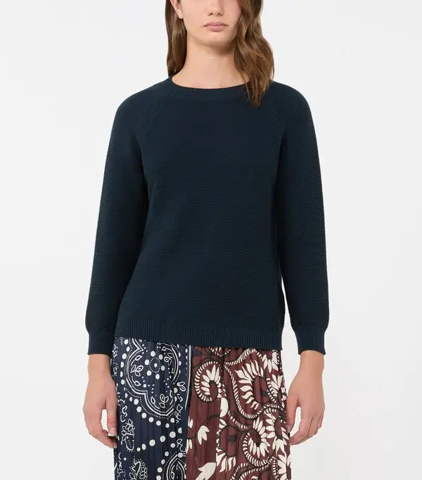 Max Mara Cotton Knitted Sweater - Blue