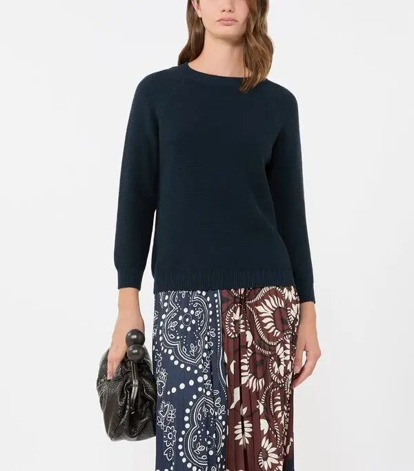 Max Mara Cotton Knitted Sweater - Blue