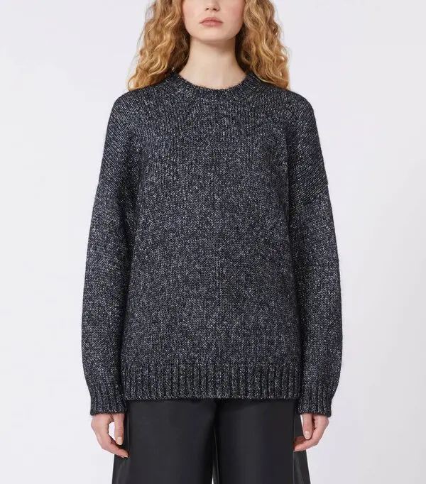Max Mara Crew-neck Metallic Sweater - Grey