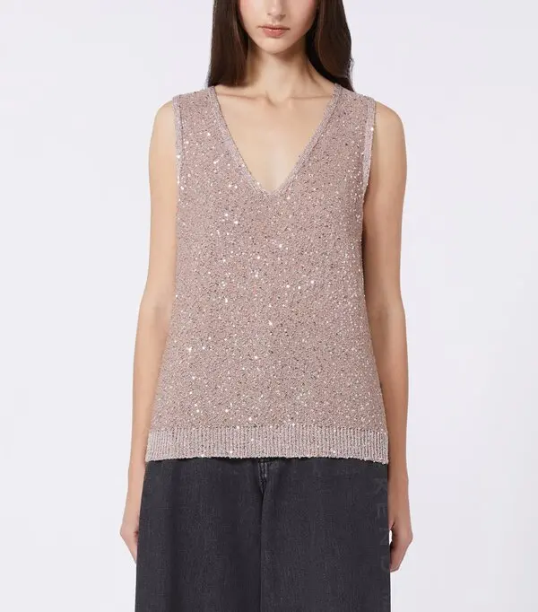 Max Mara Knitted Sequin-detail Sweater Vest - Pink
