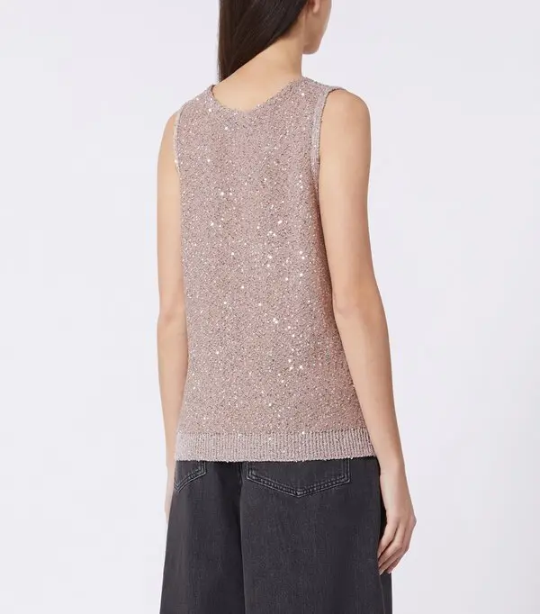 Max Mara Knitted Sequin-detail Sweater Vest - Pink