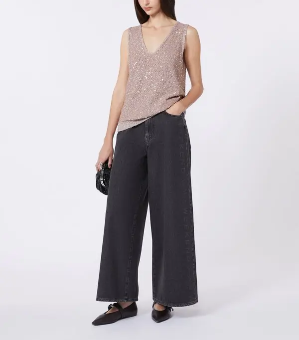 Max Mara Knitted Sequin-detail Sweater Vest - Pink
