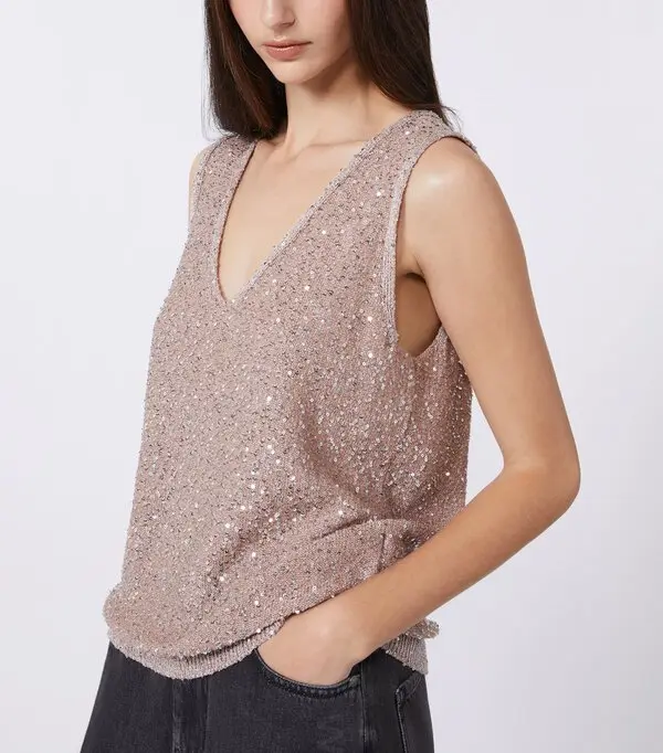 Max Mara Knitted Sequin-detail Sweater Vest - Pink