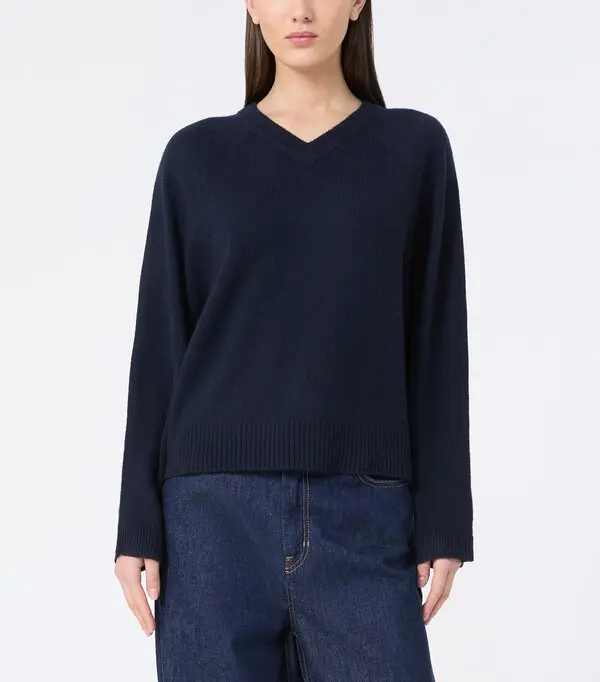 Max Mara Cashmere V-neck Sweater - Blue