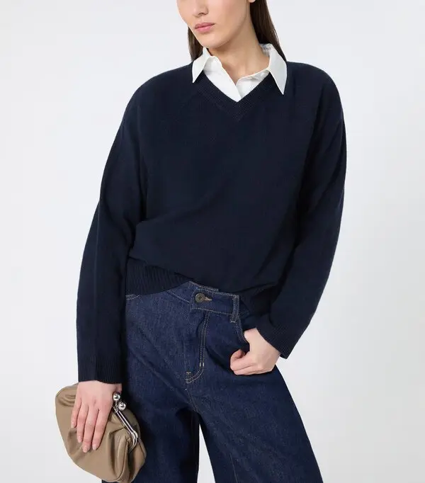 Max Mara Cashmere V-neck Sweater - Blue