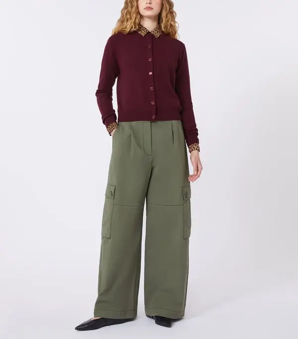 Max Mara Cotton-blend Wide Leg Cargo Trousers
