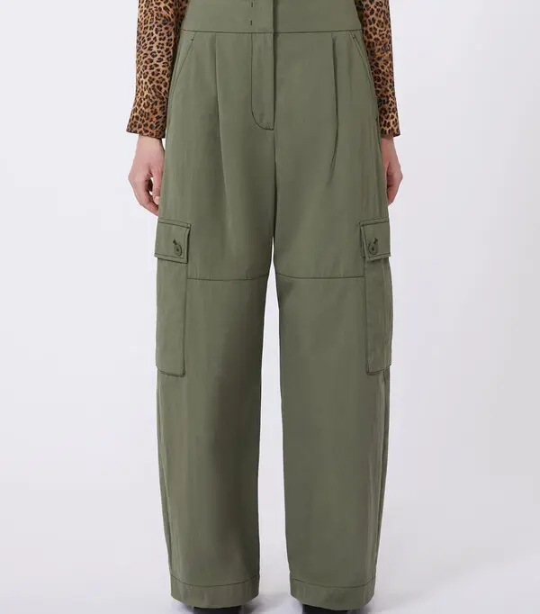 Max Mara Cotton-blend Wide Leg Cargo Trousers