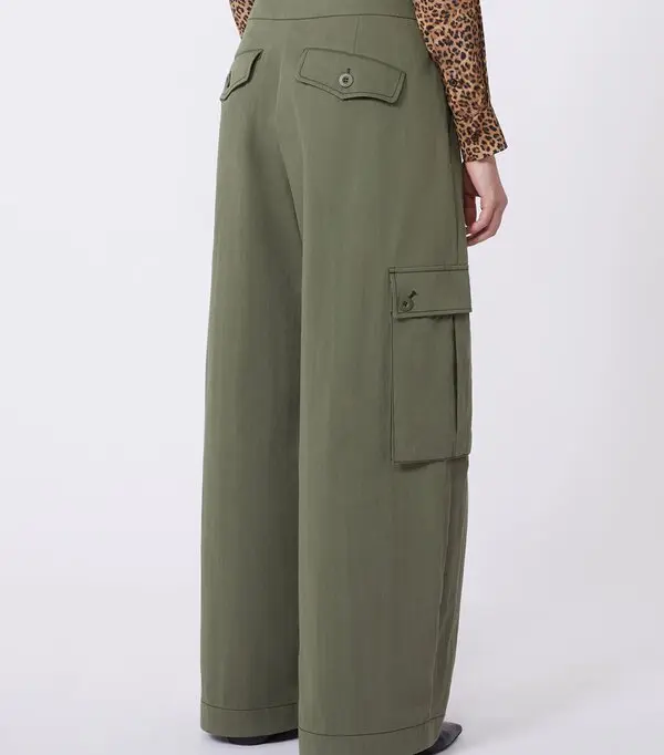 Max Mara Cotton-blend Wide Leg Cargo Trousers