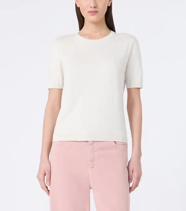 Max Mara Silk-cotton Knitted Top - White