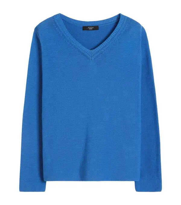 Max Mara Cotton V-neck Sweater - Blue