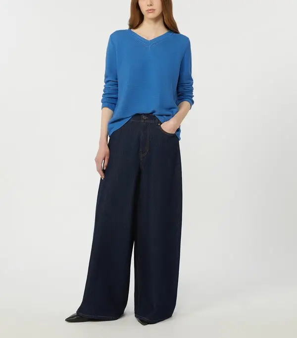 Max Mara Cotton V-neck Sweater - Blue