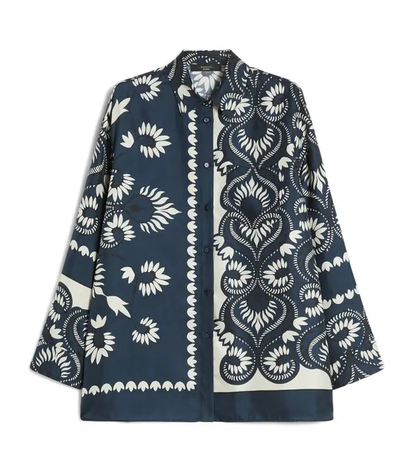 Max Mara Silk Patchwork Printed Shirt - Blue