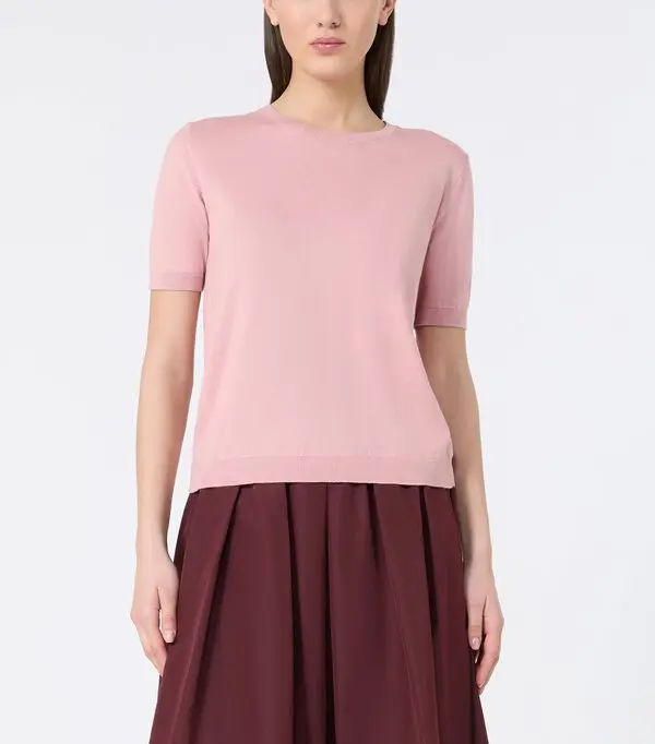 Max Mara Silk-cotton Knitted Top - Pink