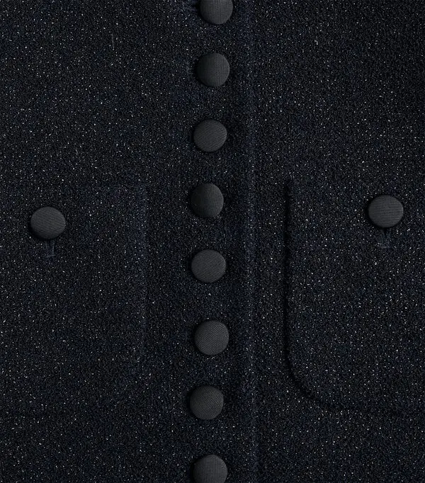 LIBEROWE Wool-blend Metallic Tweed Long Coat - Navy
