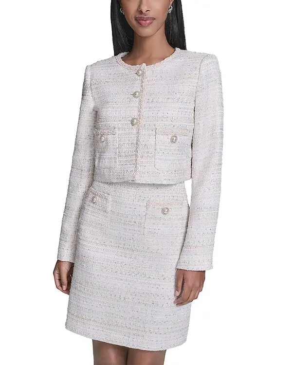 Karl Lagerfeld Paris Tweed Cropped Jacket