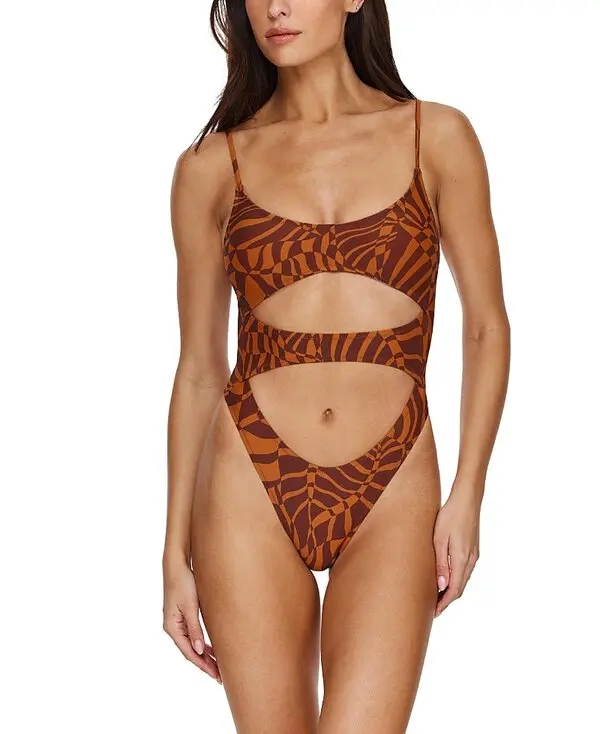 GOTTEX Retro Jungle Cut Out One Piece - Multicolor Brown