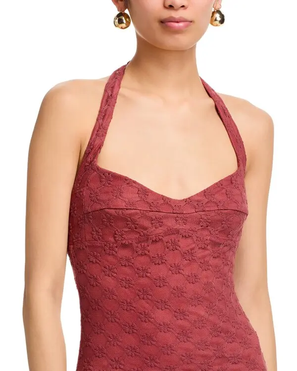 Bardot Mariko Halter Neck Midi Dress - Burnt Copper