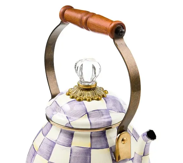 MACKENZIE-CHILDS As Is 2-qt Violet Check Tea Kettle